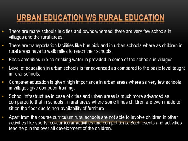 Comparative study on higher education in rural and urban area in ...