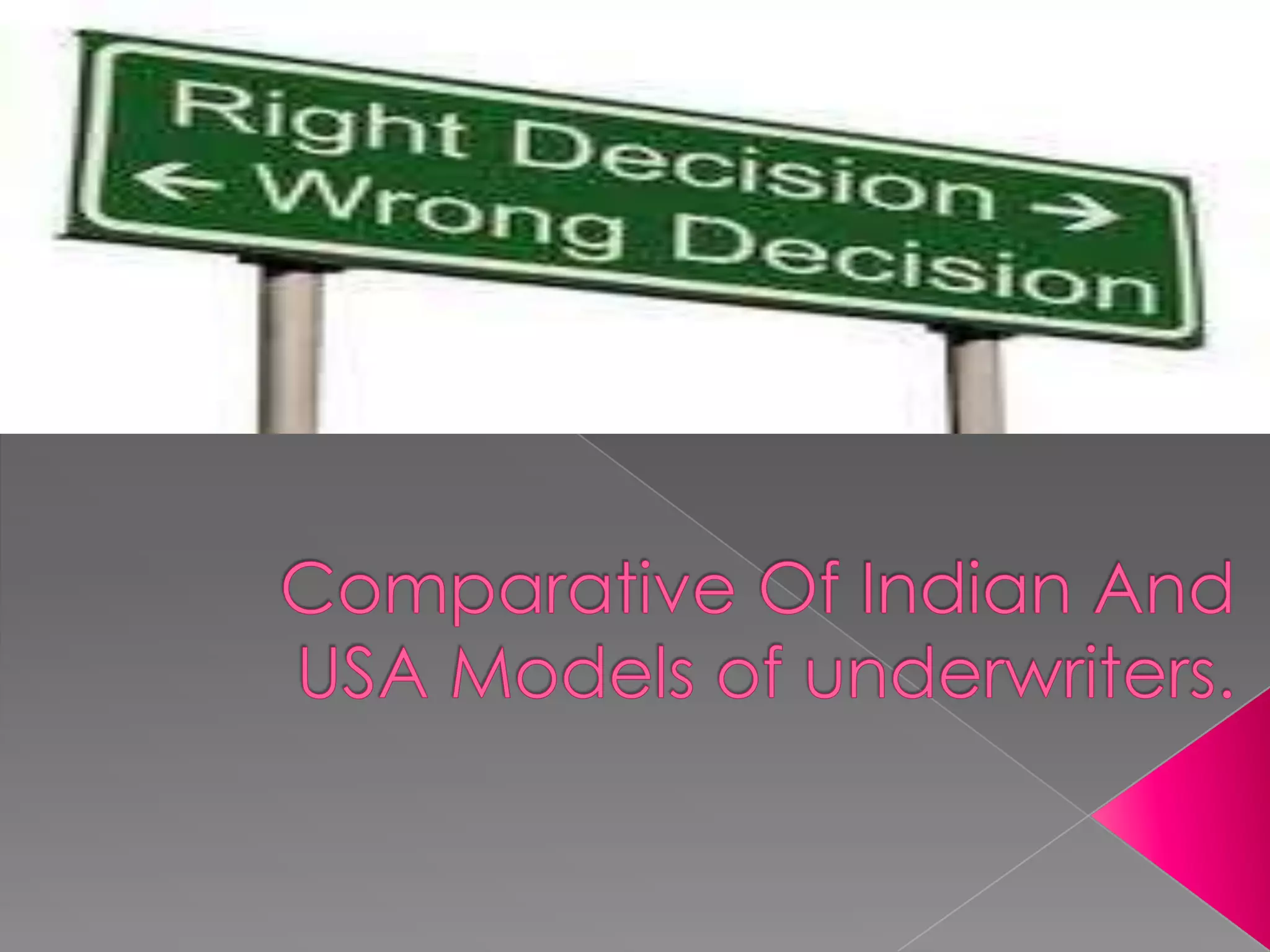 Comparative table of indian and usa models of underwriter | PPTX