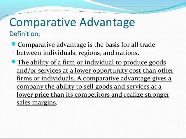 Comparative vs absolute advantage Comparative vs absolute advantage