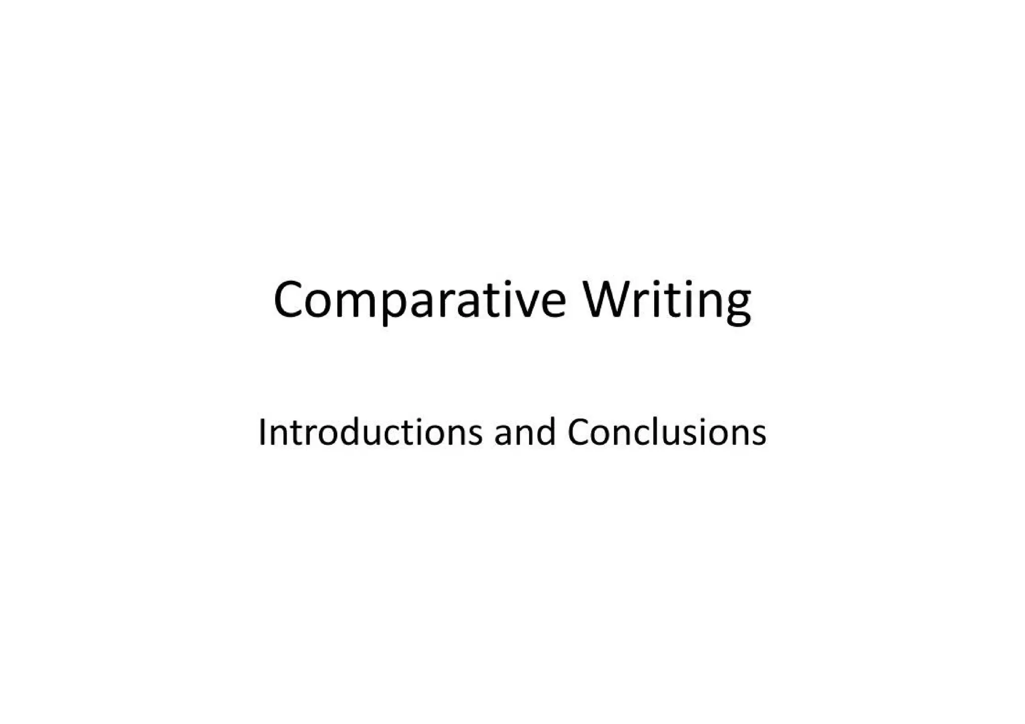 Comparative Writing | PDF