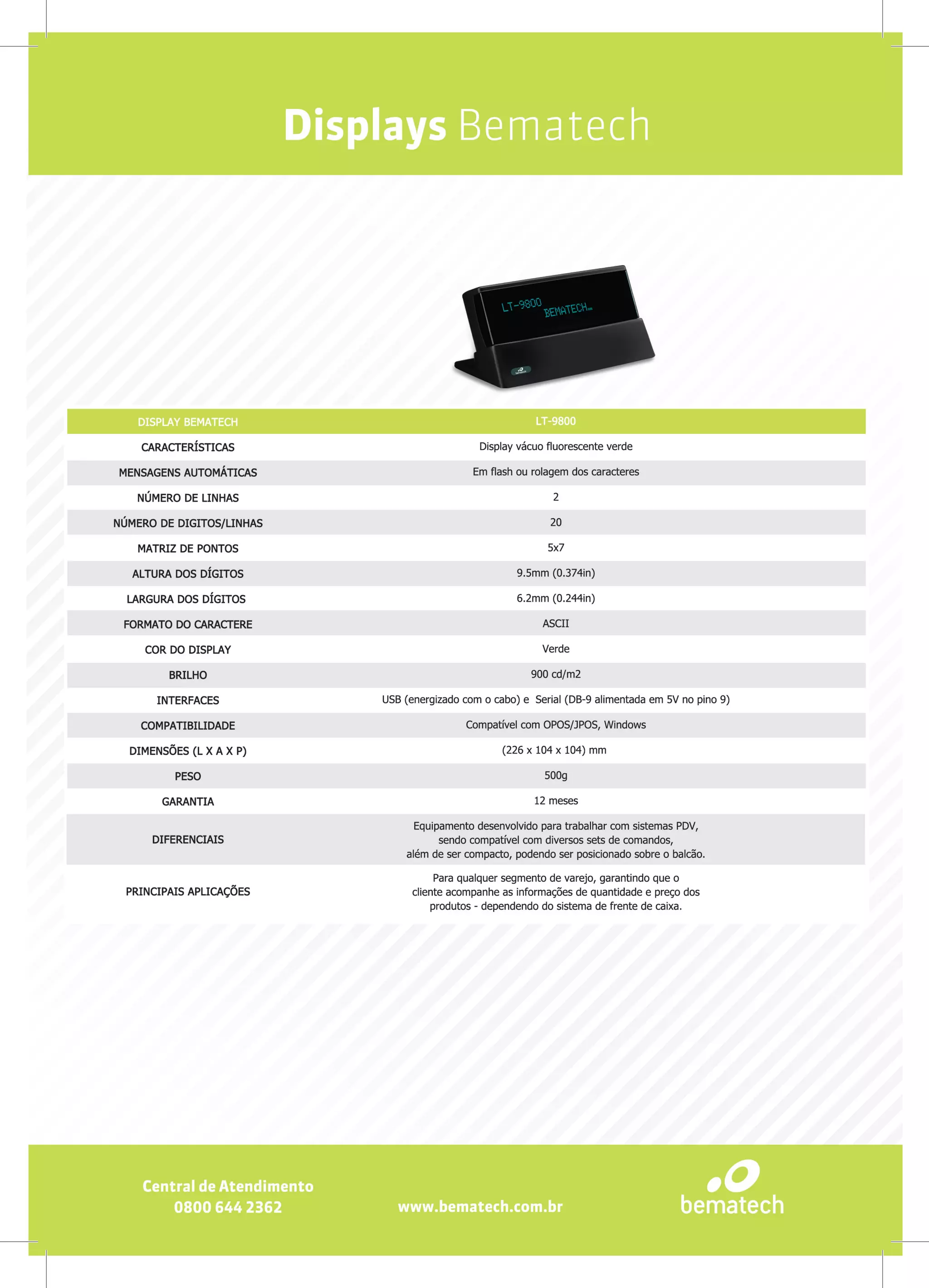 Comparativo Displays BEMATECH | PDF