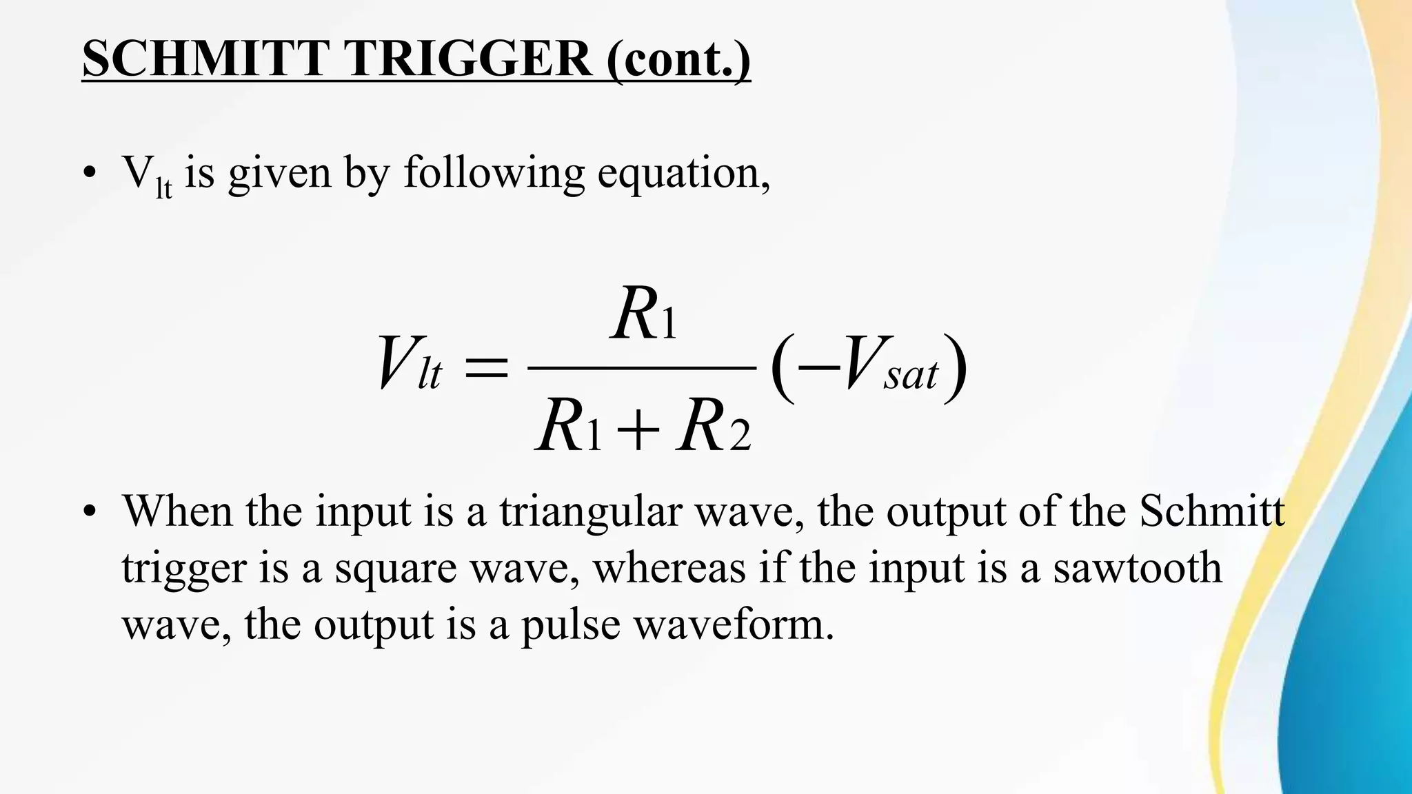 Comparator, Zero Crossing Detector and schmitt trigger using opamp | PPTX