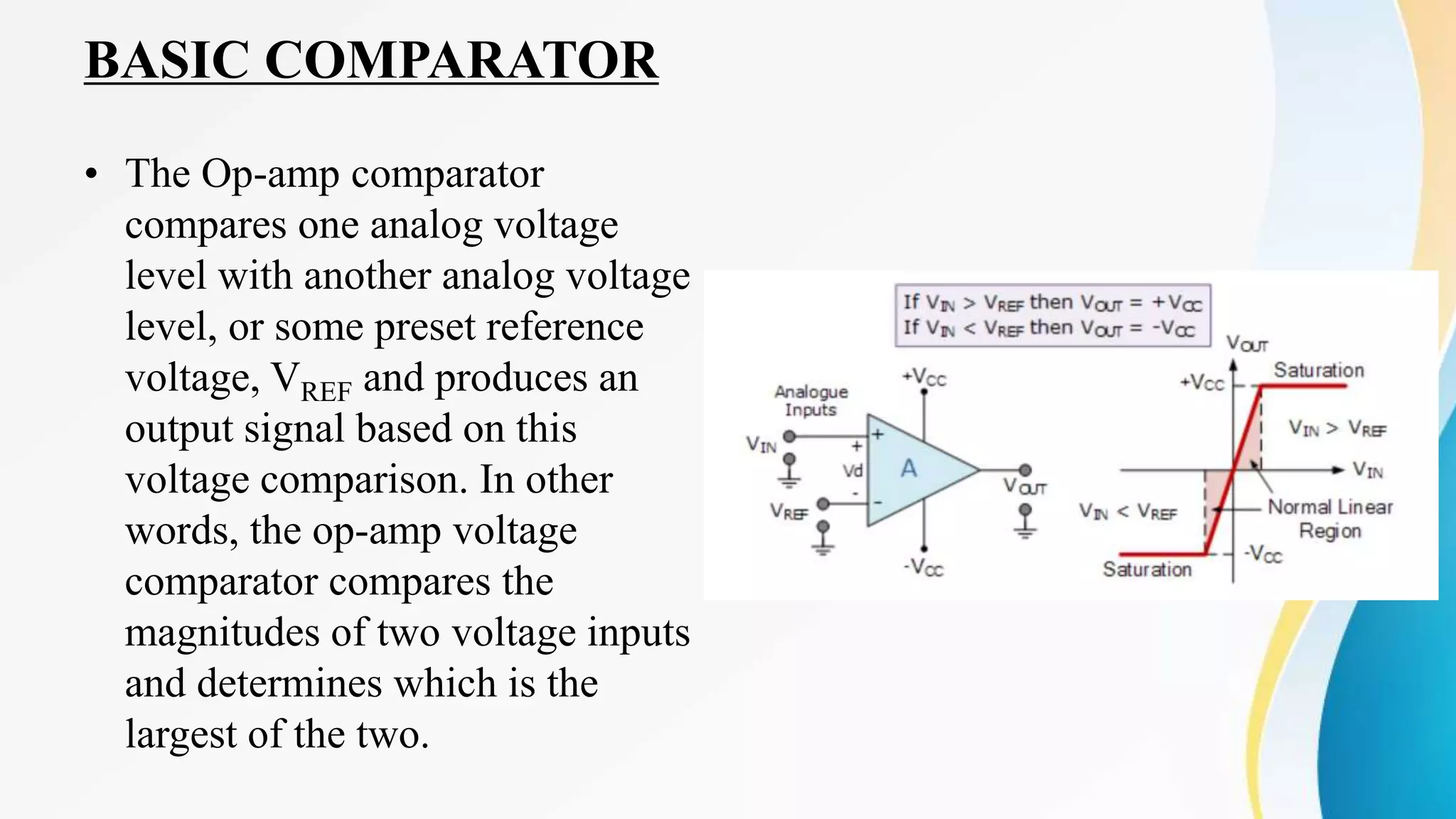 Comparator, Zero Crossing Detector and schmitt trigger using opamp | PPTX