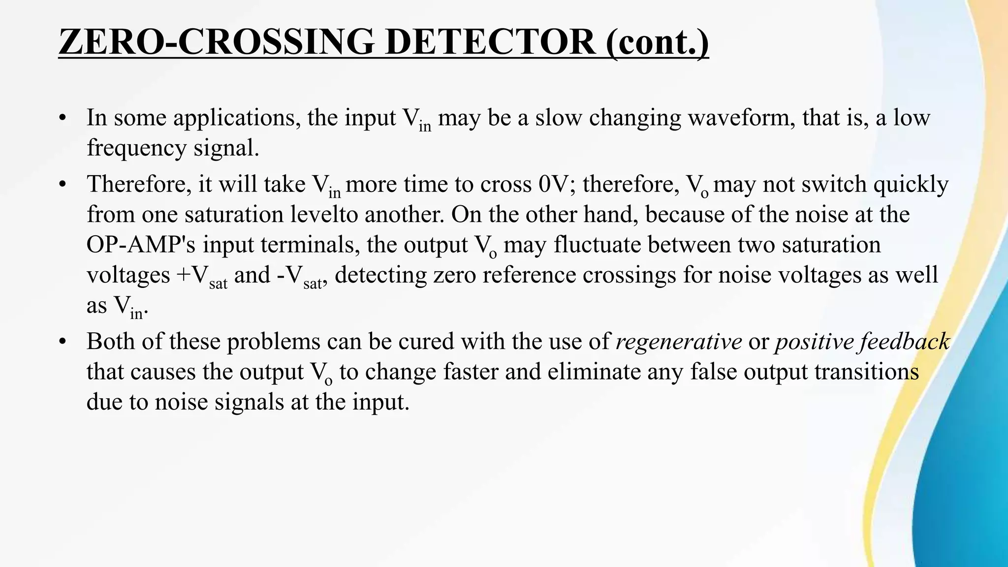 Comparator, Zero Crossing Detector and schmitt trigger using opamp | PPTX