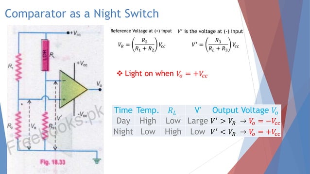 Comparator as a night switch | PPT