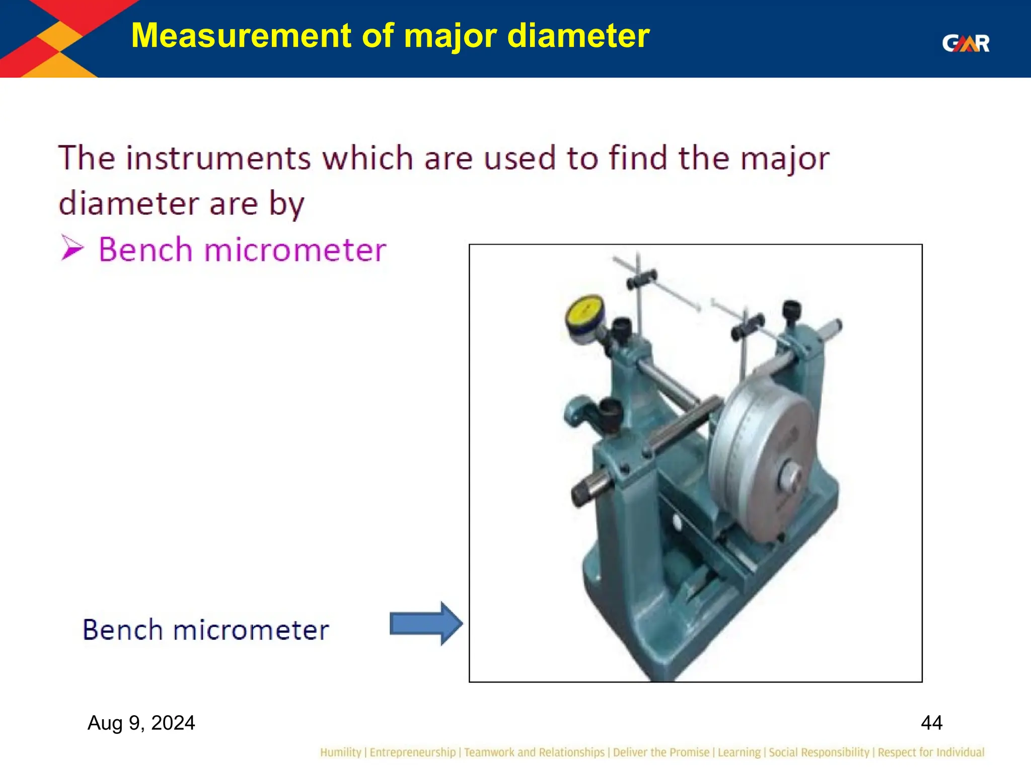 COMPARATORS and Thread measurement and metrology | PPT