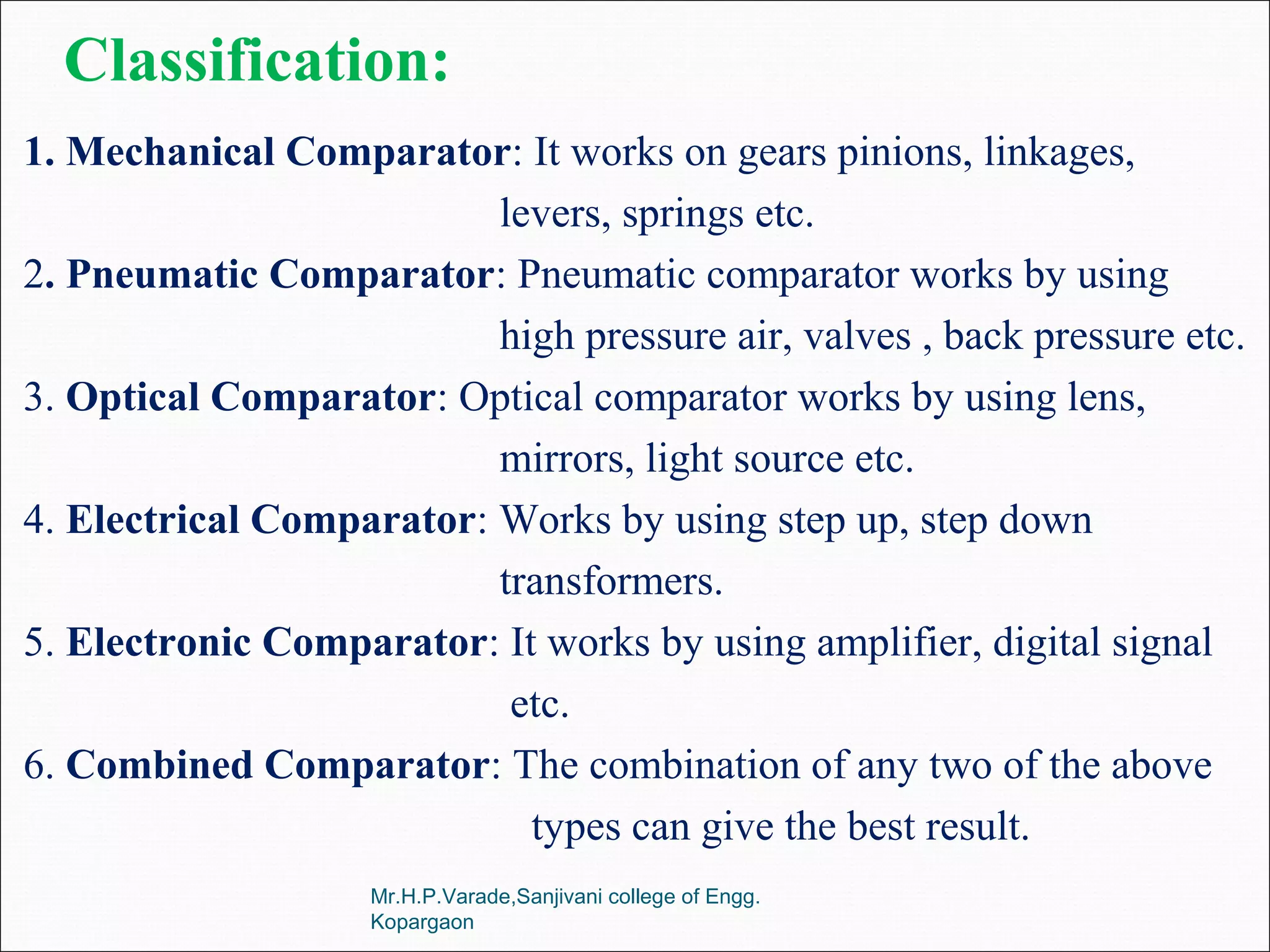 Comparators: mechanical | PPT