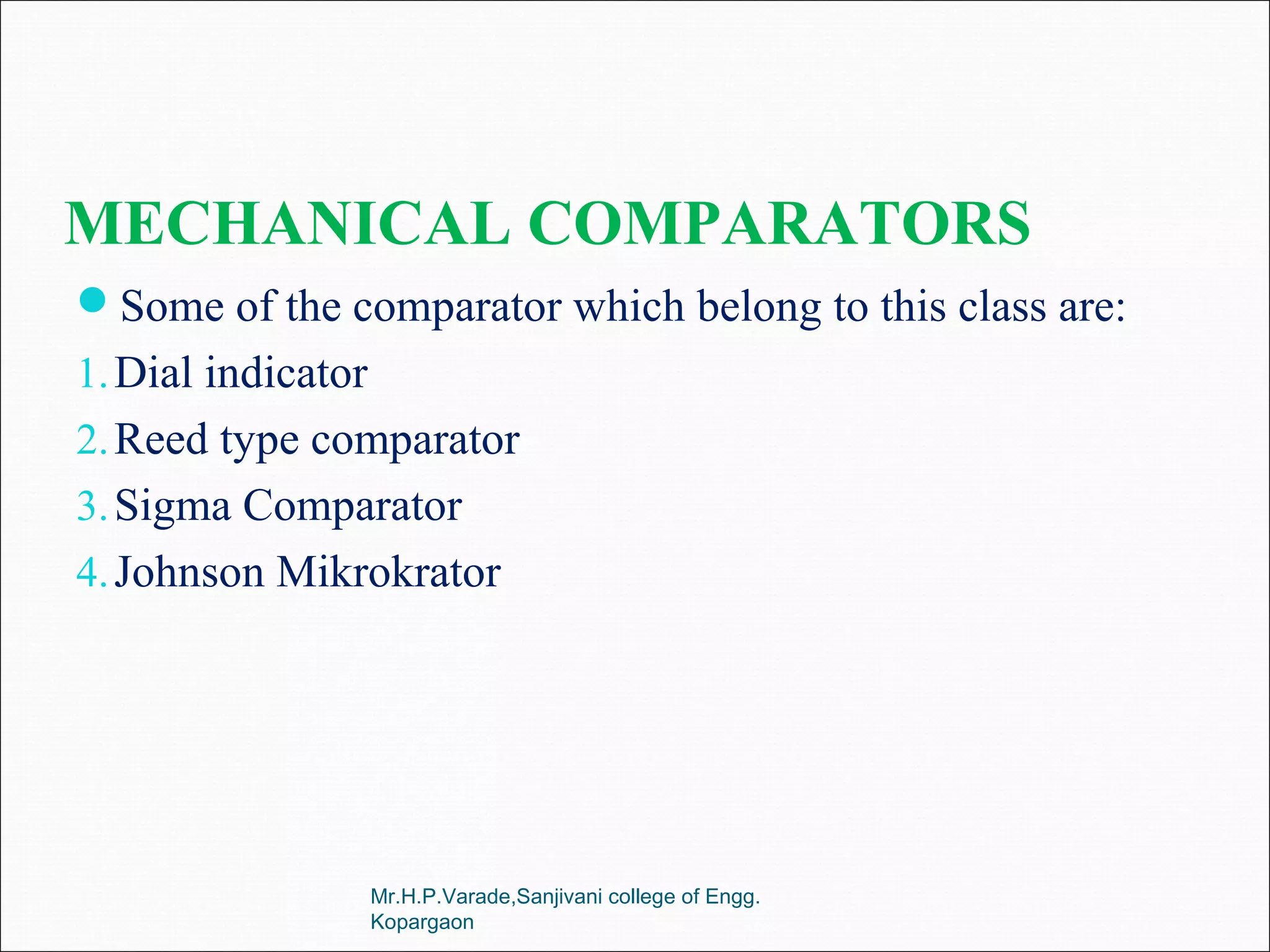 Comparators: mechanical | PPT