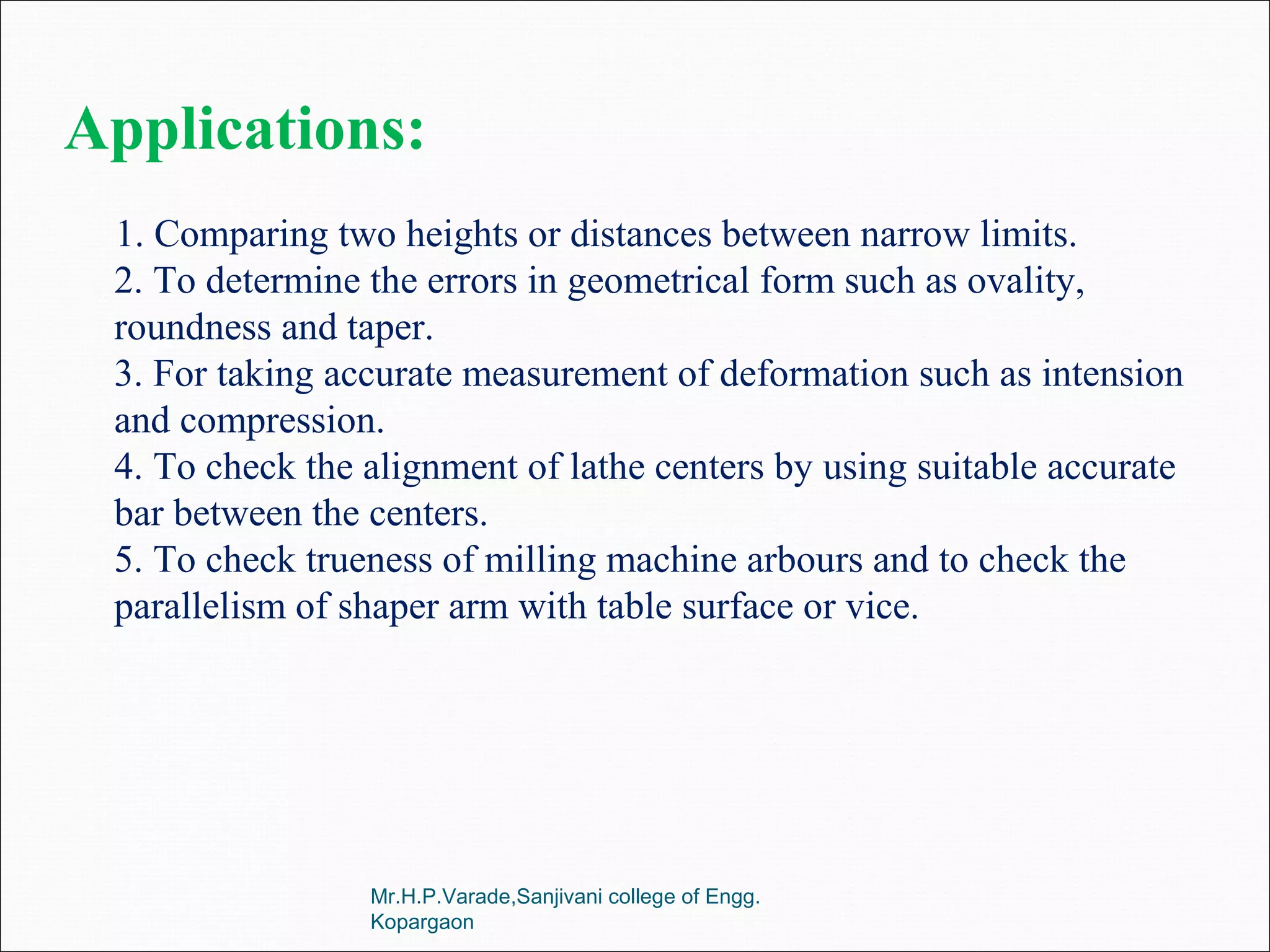 Comparators: mechanical | PPT