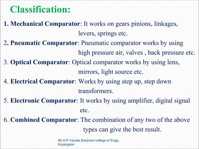 Comparators: mechanical | PPT