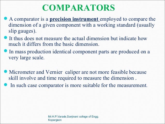 Comparators: mechanical