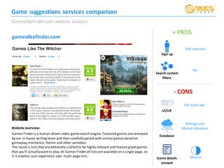 Comparison of game suggestions sites. | PPT