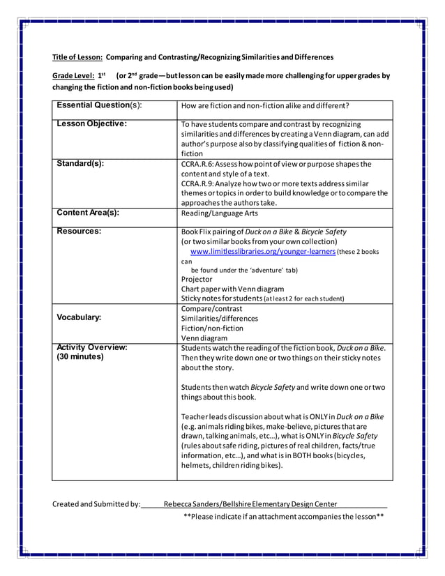 Compare contrast & similarities-differences | DOCX | Books and Literature