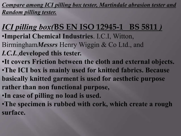 Compare among pilling tester | PPT