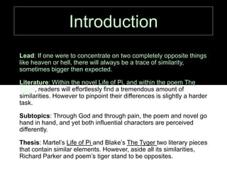 Life of Pi and The Tyger Compare and Contrast Essay | PPTX