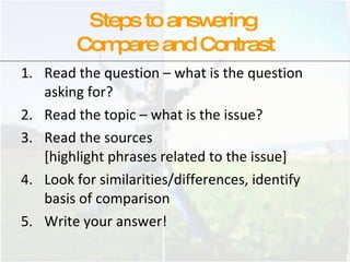 Sec 2 History SBQ Skill: Compare and Contrast | PPT