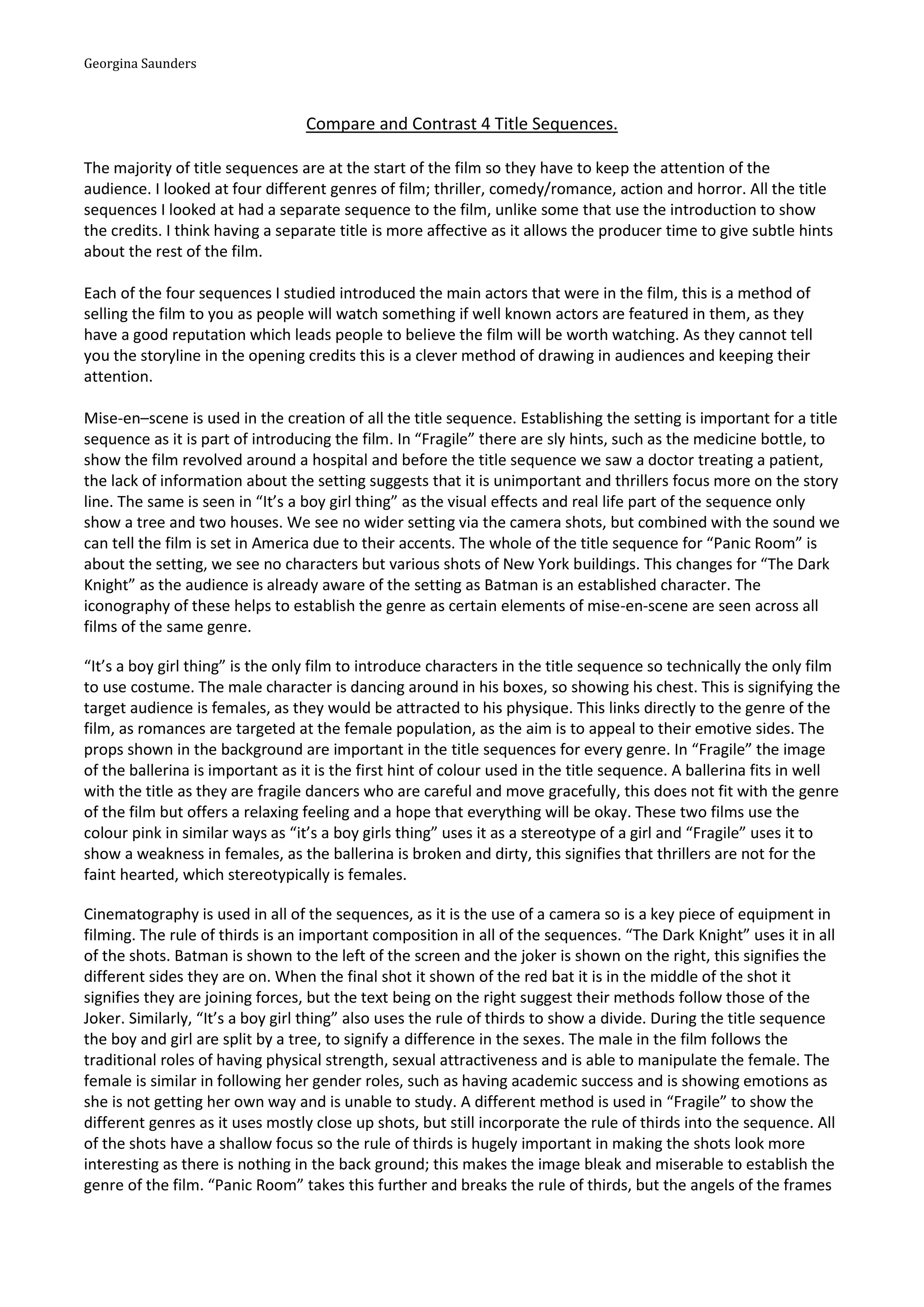 Compare and contrast 4 title sequences | PDF