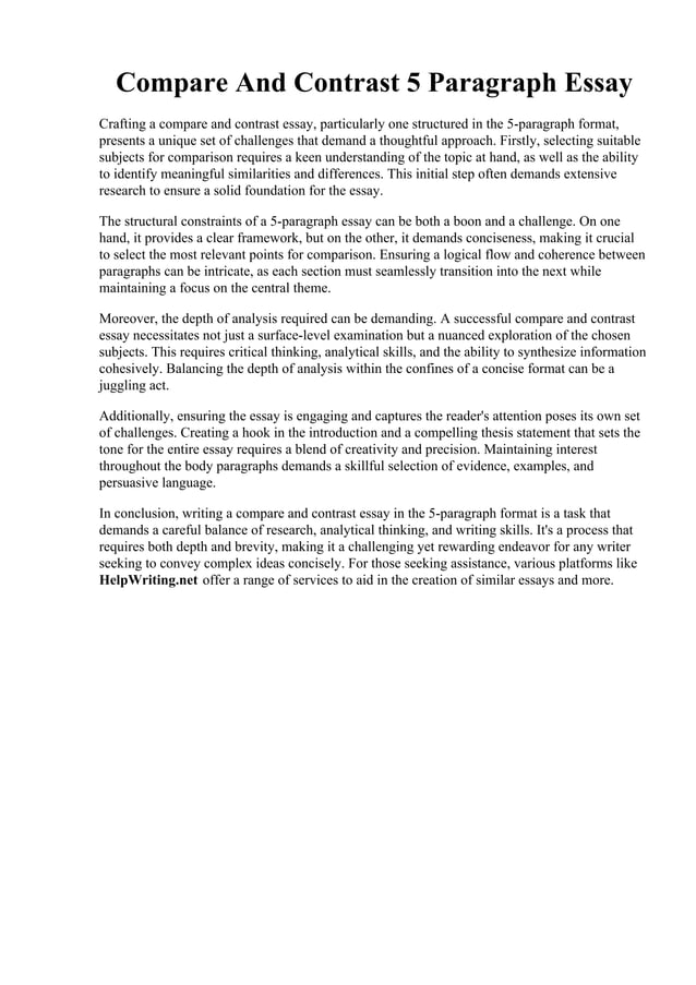 Compare And Contrast 5 Paragraph Essay.pdf