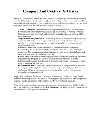 Compare And Contrast Art Essay. Carrington College | PDF