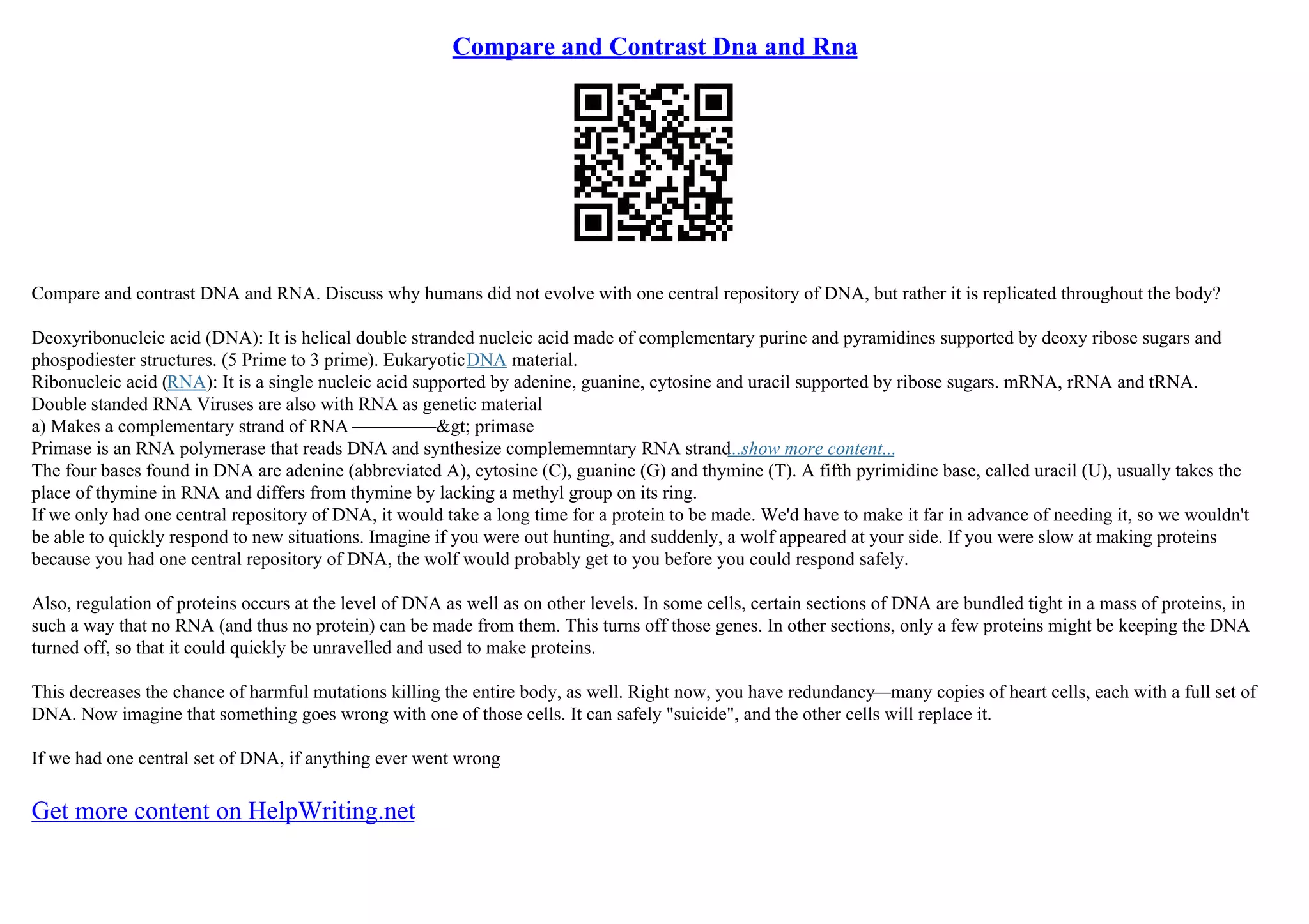 Compare And Contrast Dna And Rna | PPT