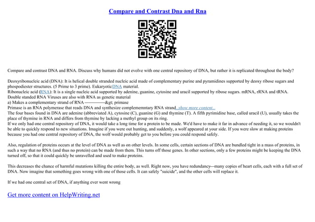 Compare And Contrast Dna And Rna | PPT