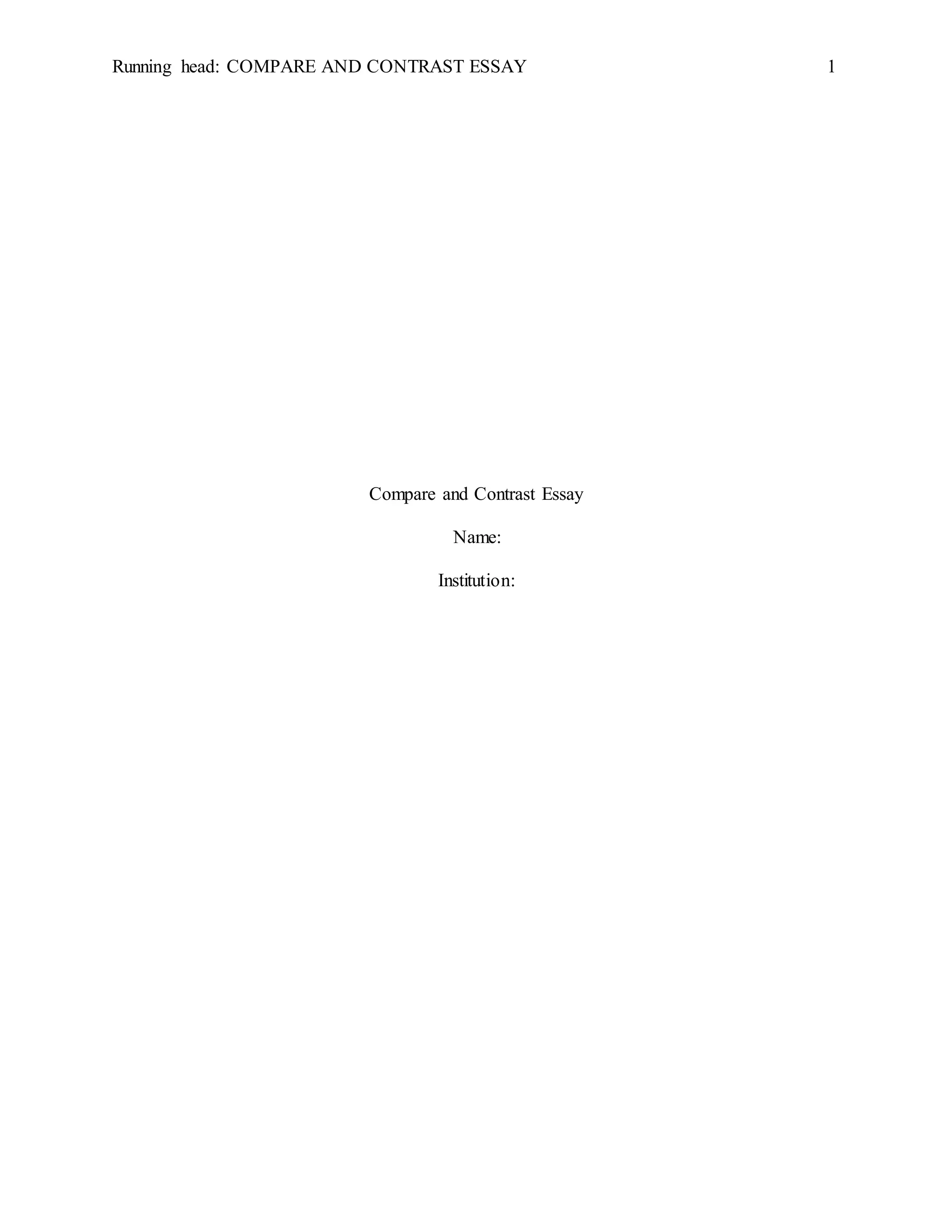 Compare and contrast essay sample | PDF