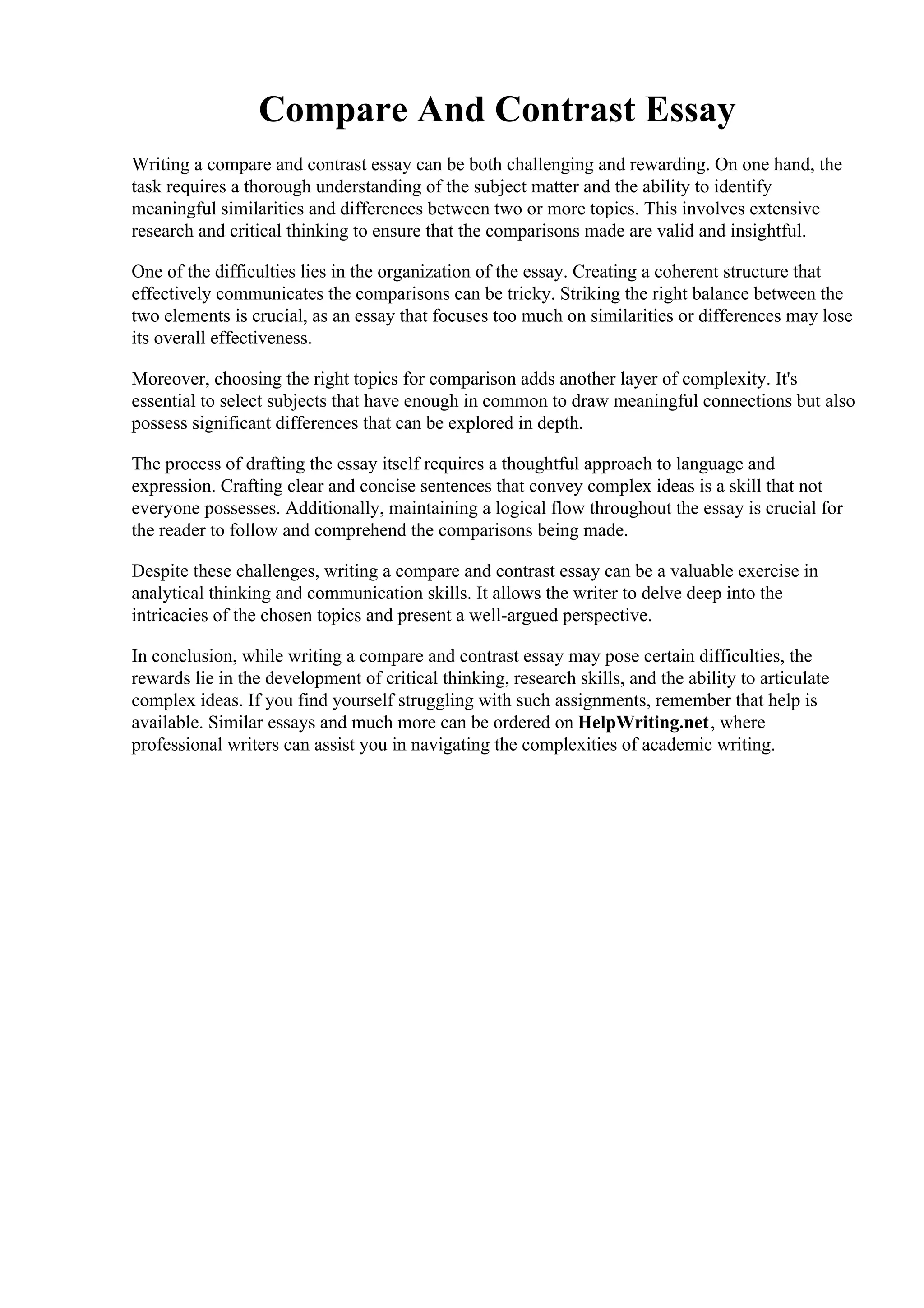 Compare And Contrast Essay.pdfCompare And Contrast Essay. 022 Compare ...