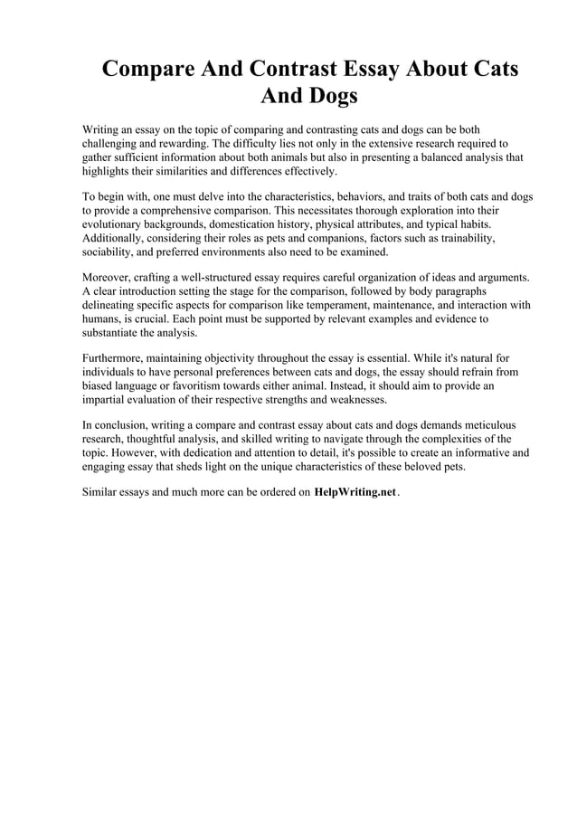 Compare And Contrast Essay About Cats And Dogs.pdf