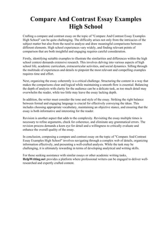 Compare And Contrast Essay Examples High School | PDF