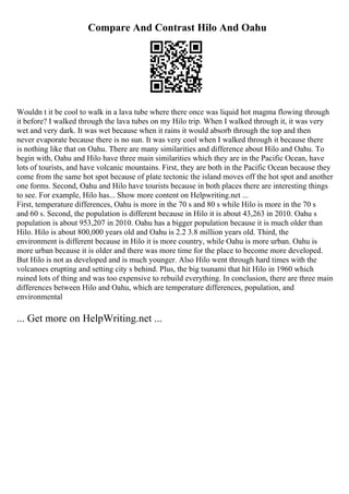 Compare And Contrast Essay Graphic Organizer High School | PDF