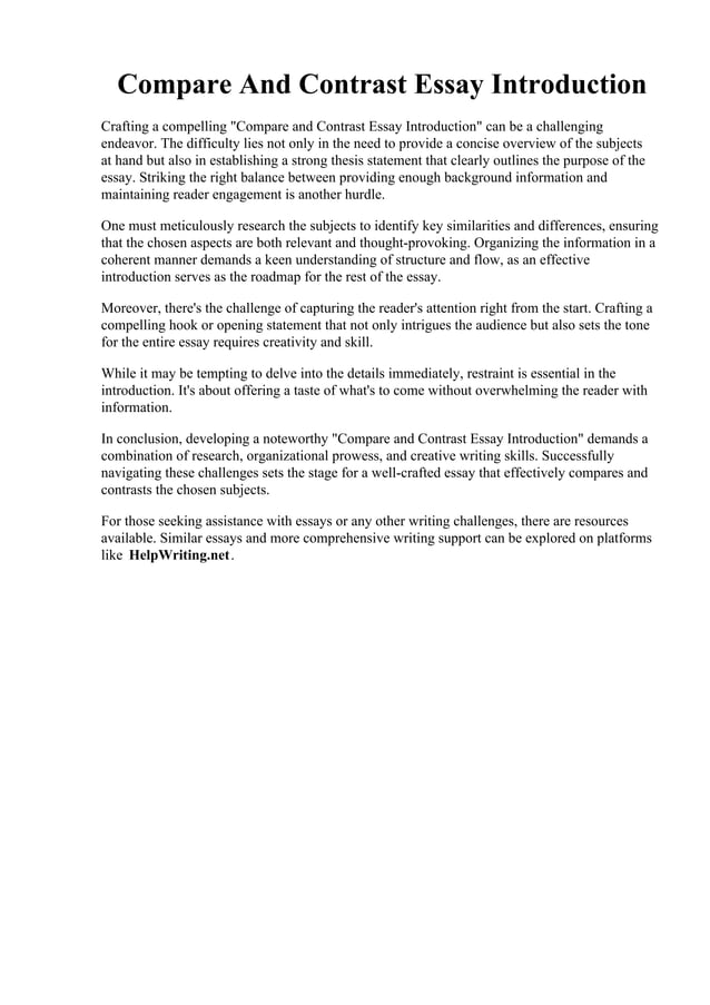 Compare And Contrast Essay Introduction.pdf