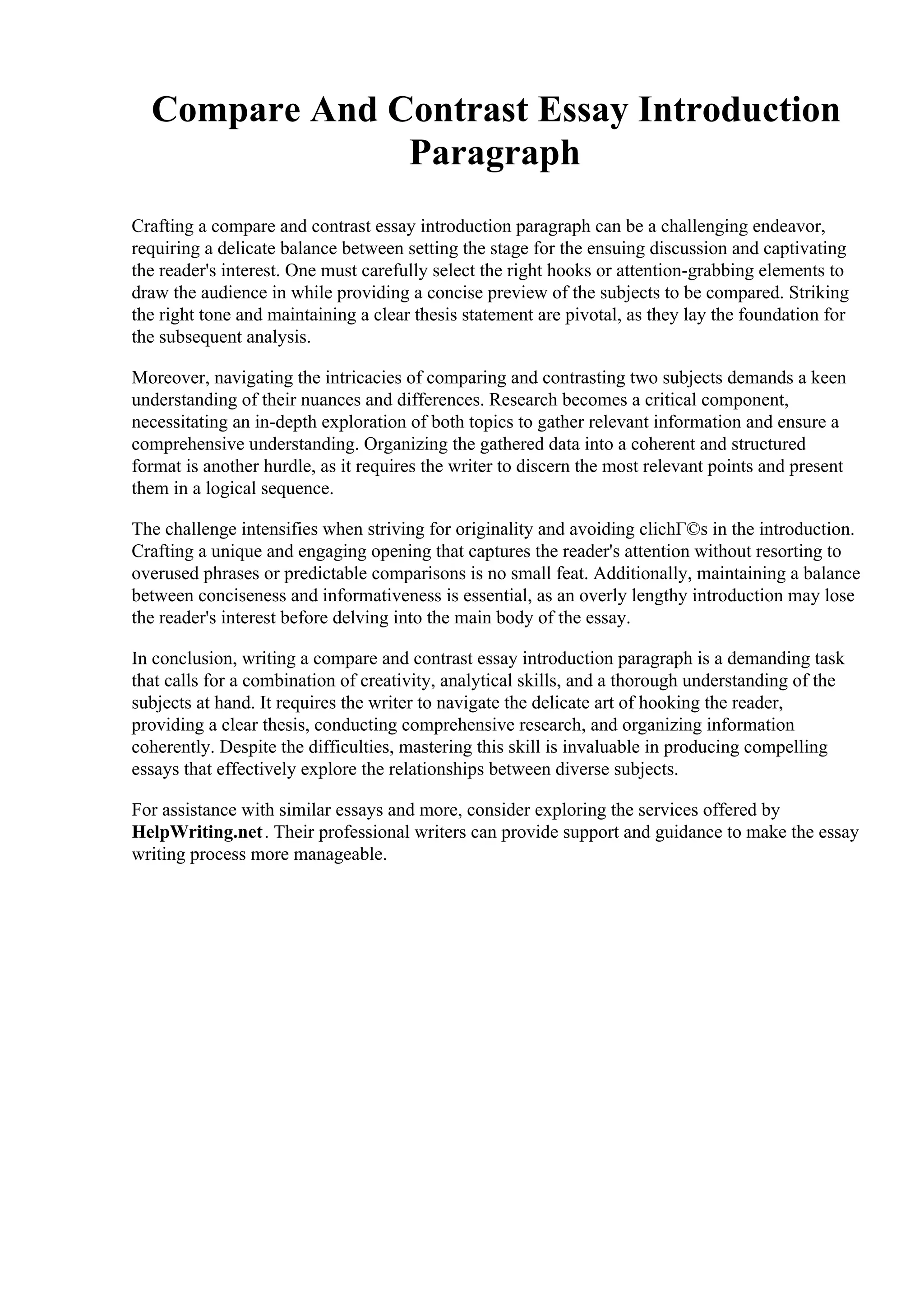 Compare And Contrast Essay Introduction Paragraph.pdf