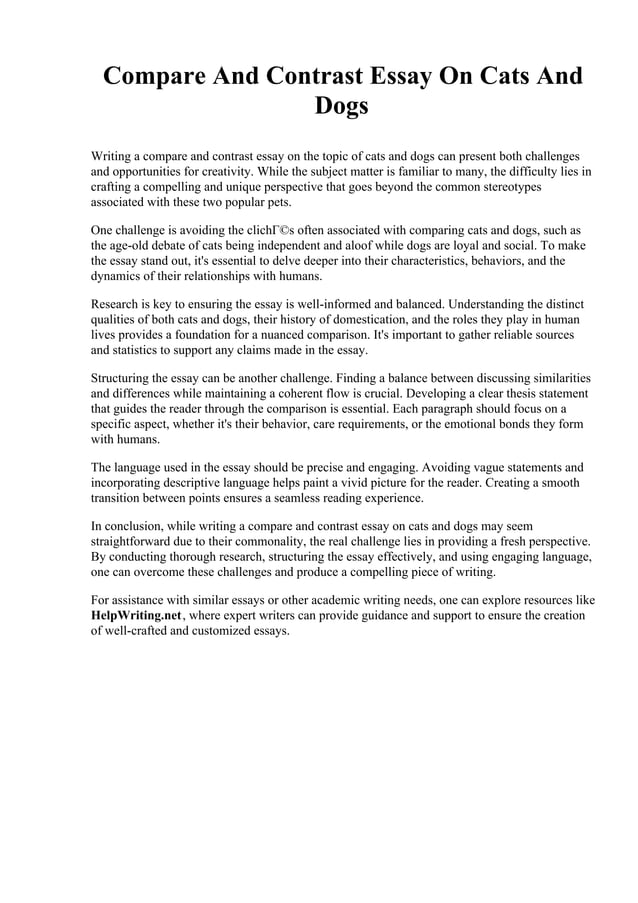 Compare And Contrast Essay On Cats And Dogs.pdf