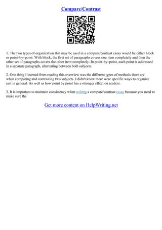 Compare And Contrast Essay Point By Point | PDF | Bereavement | Family ...