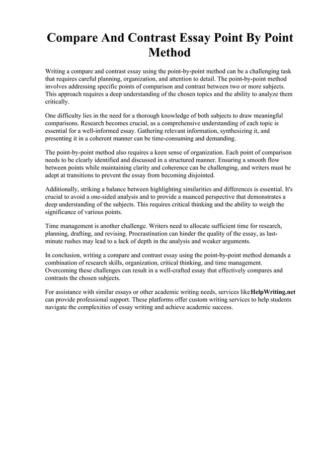 Compare And Contrast Essay Point By Point Method.pdf