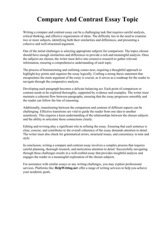 Compare and contrast essay examples college - hilotriple