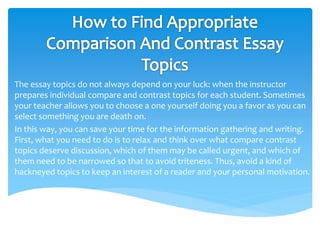 Compare and contrast essay topics | PPTX