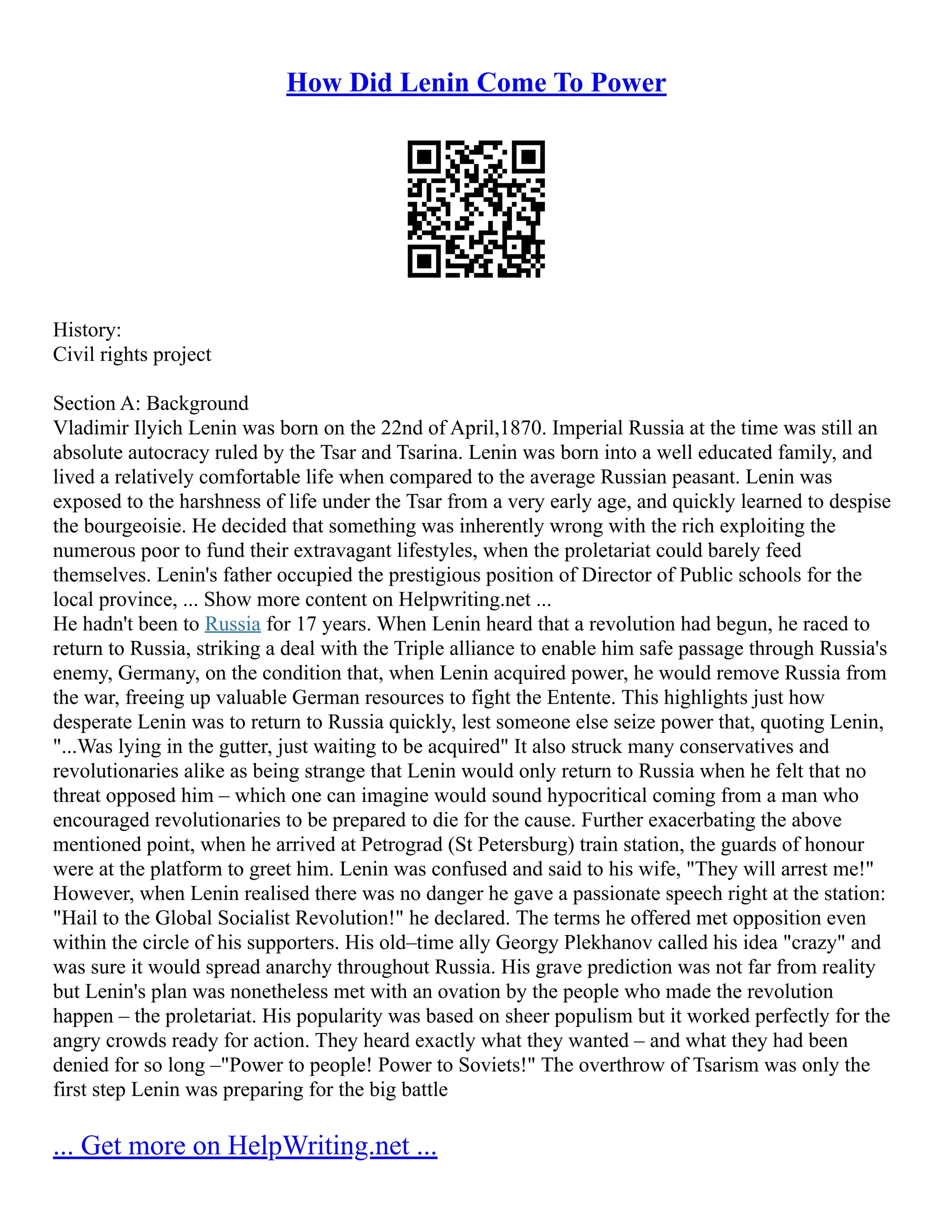 Compare And Contrast Lenin And Stalin | PDF