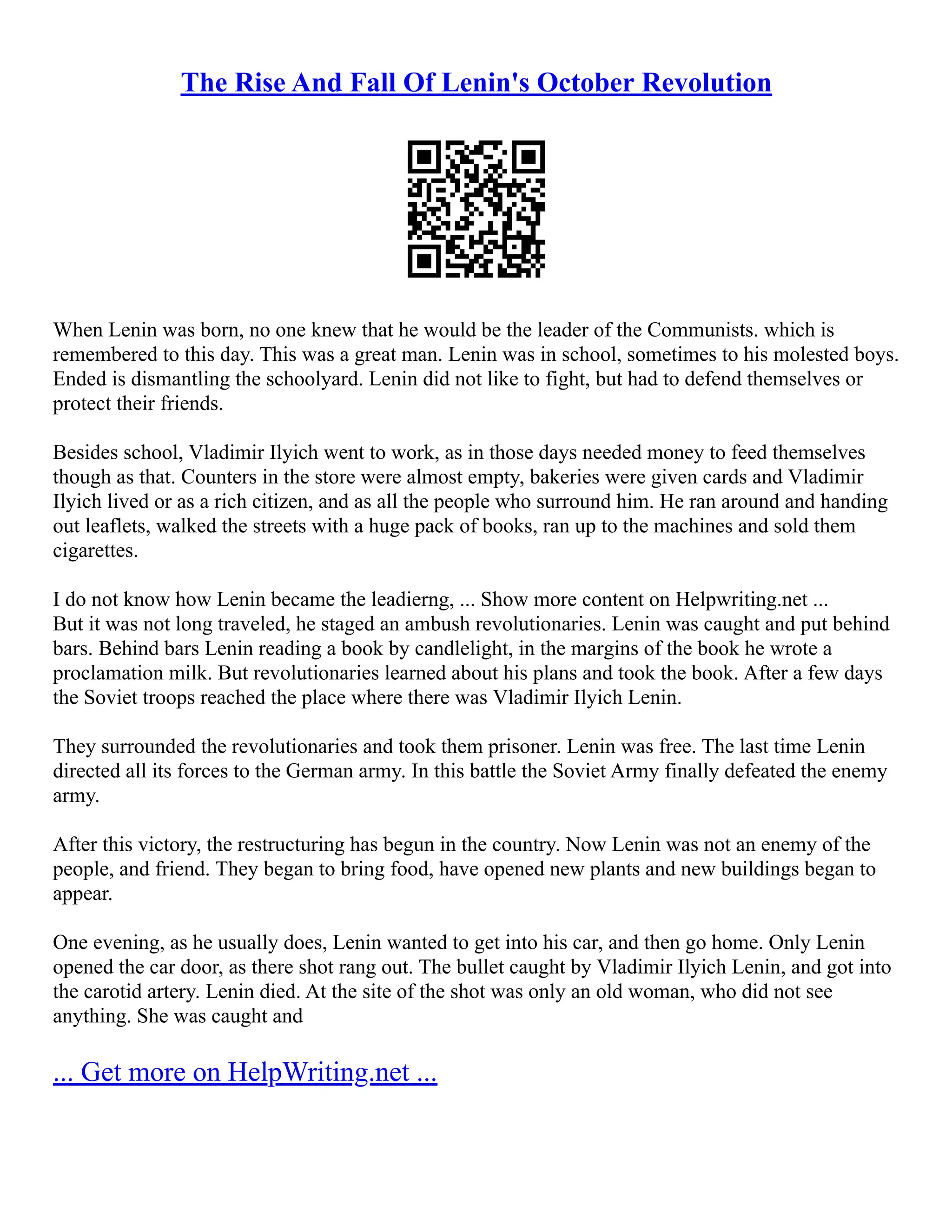 Compare And Contrast Lenin And Stalin | PDF