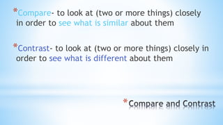 Compare and contrast lesson | PPTX | Poetry | Books and Literature