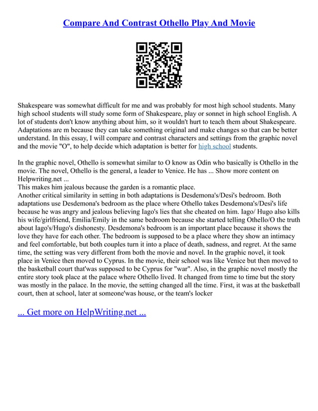 Compare And Contrast Othello Play And Movie | PDF