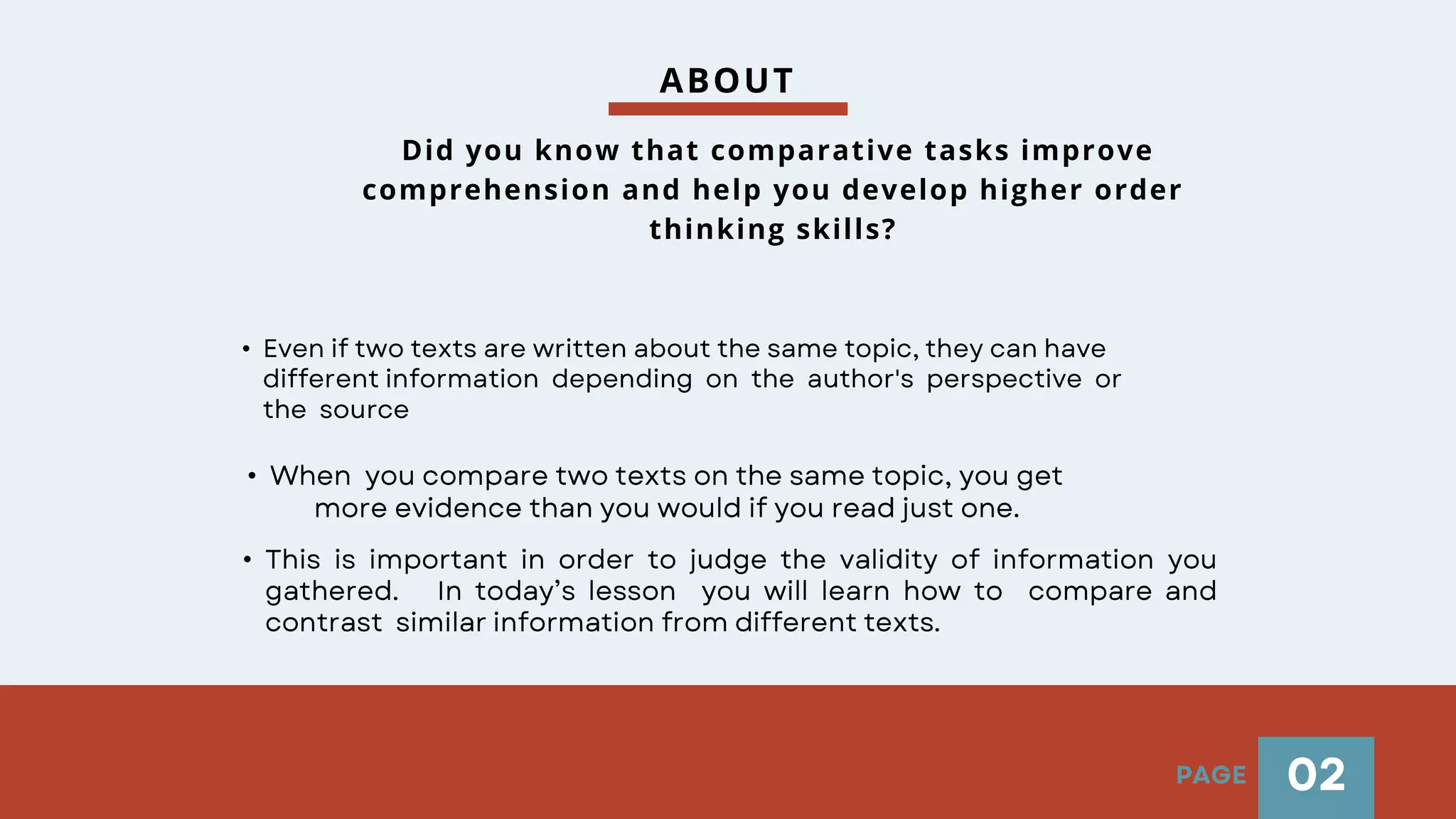 Compare and Contrast Similar Information Presented from Different Texts ...