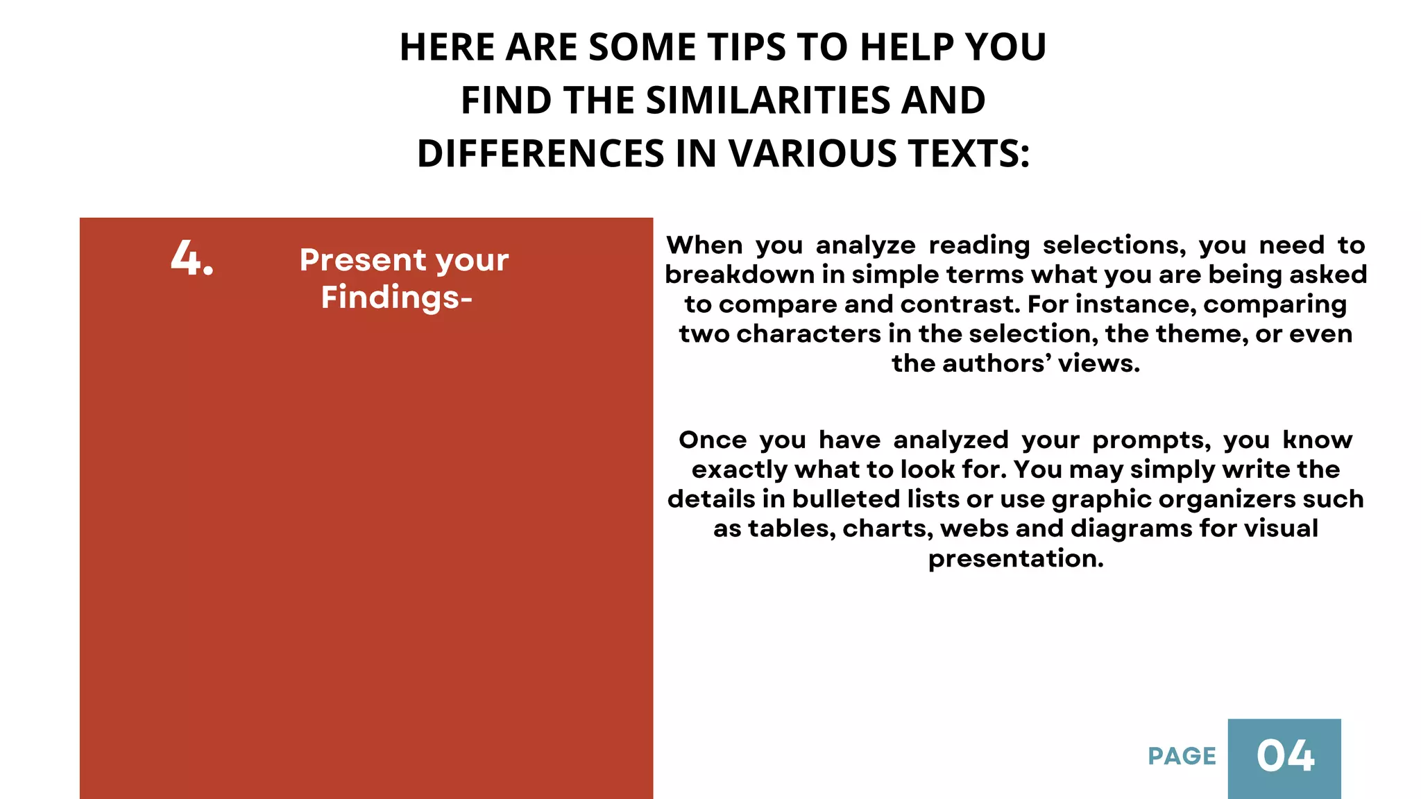 Compare and Contrast Similar Information Presented from Different Texts ...