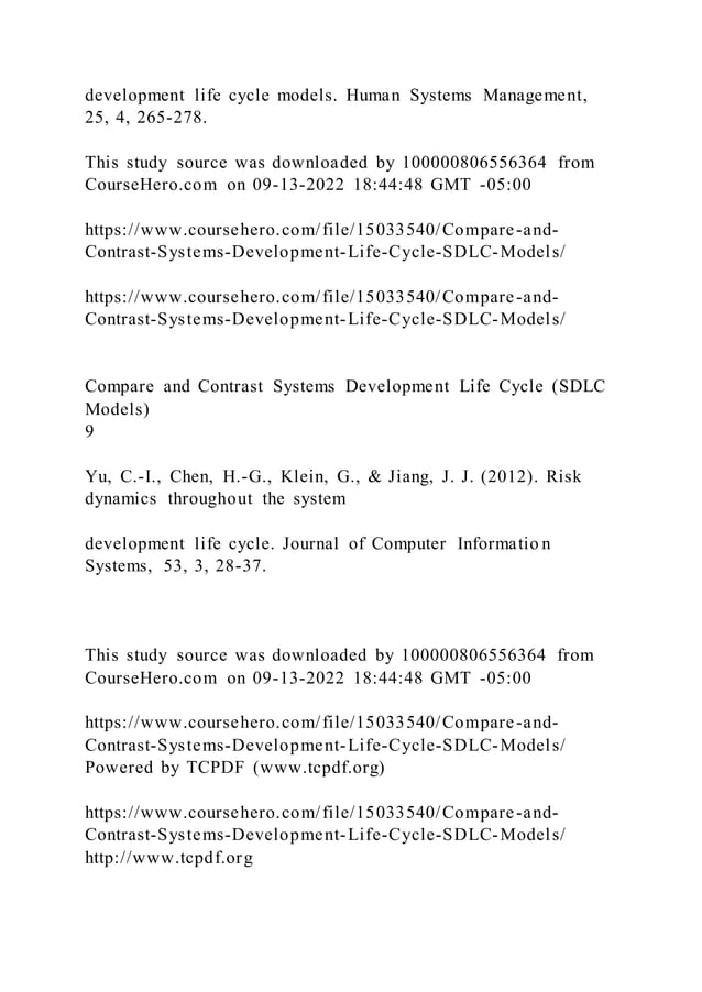 Compare and Contrast Systems Development Life Cycle (SDLC Mo.docx | Operating Systems | Computer ...