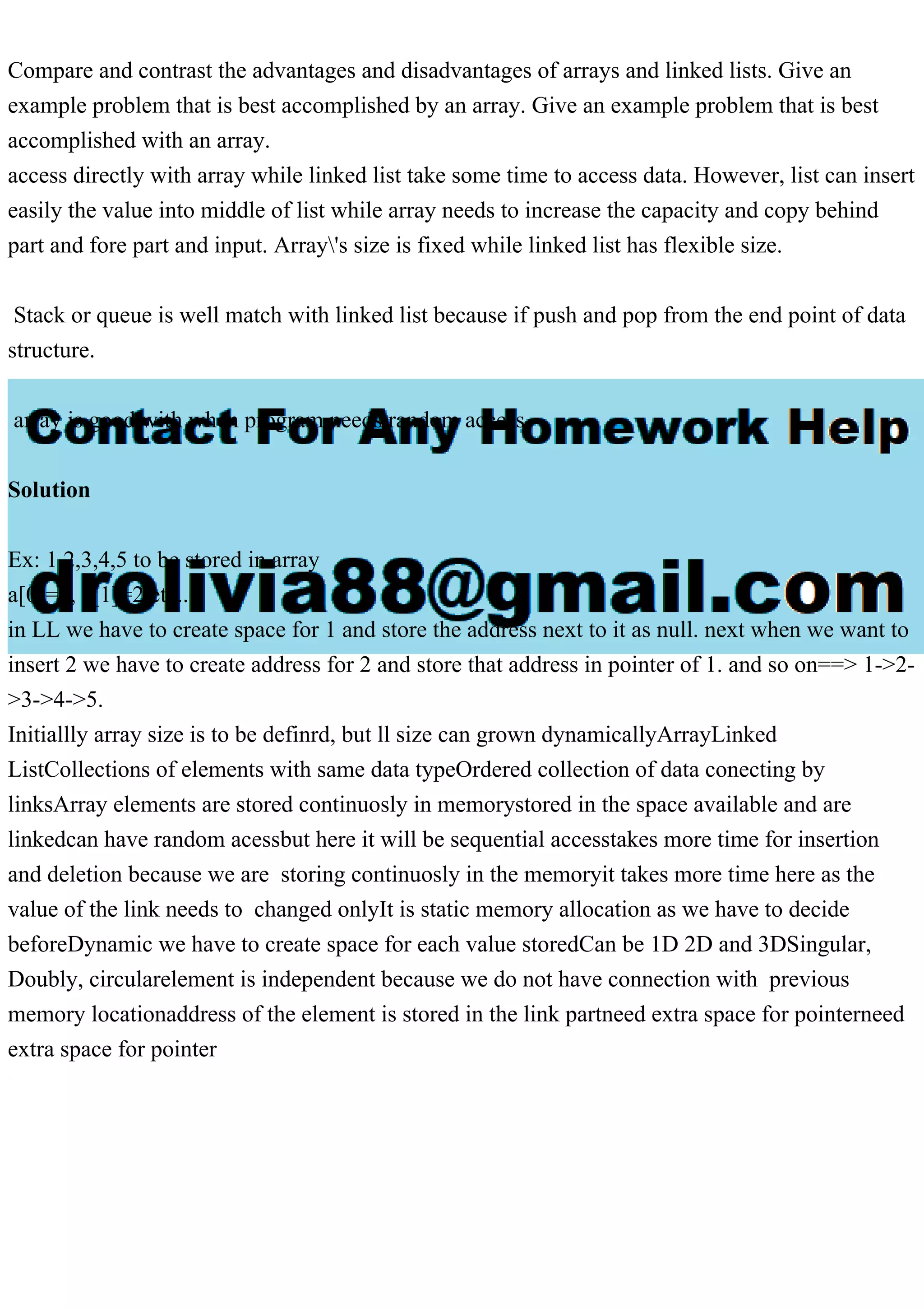 Compare And Contrast The Advantages And Disadvantages Of Arrays And Pdf