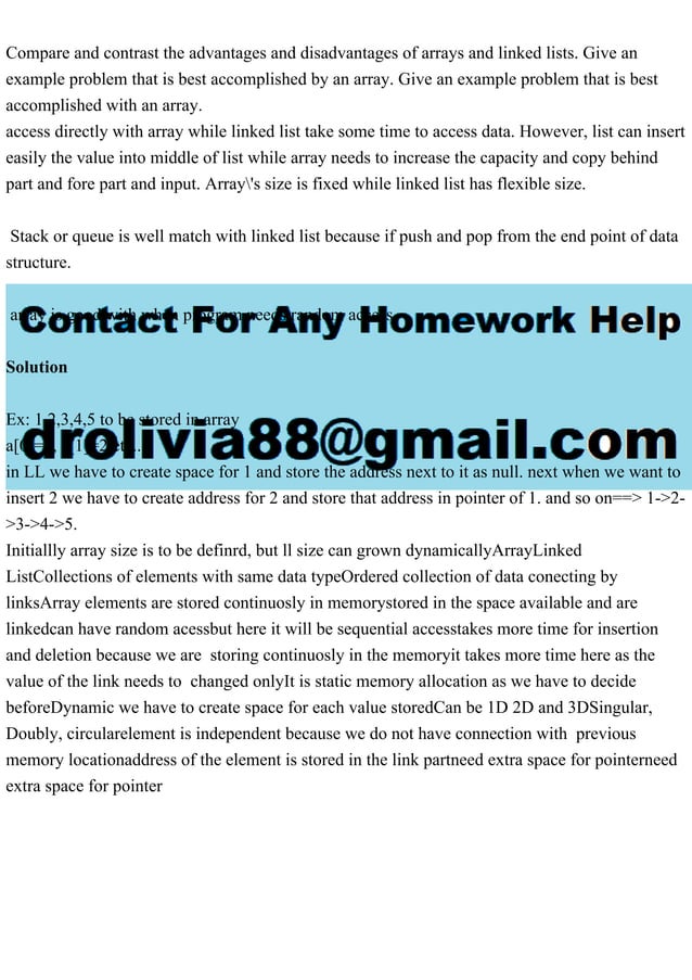 Compare and contrast the advantages and disadvantages of arrays and .pdf