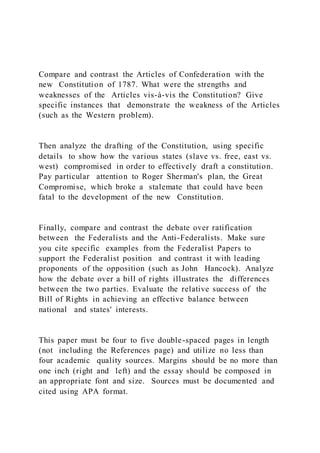 Compare and contrast the Articles of Confederation with the new | PDF