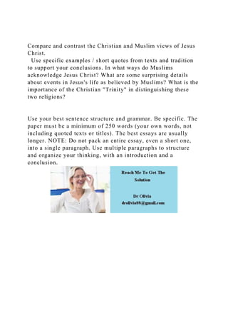 Compare and contrast the Christian and Muslim views of Jesus Chris.docx ...