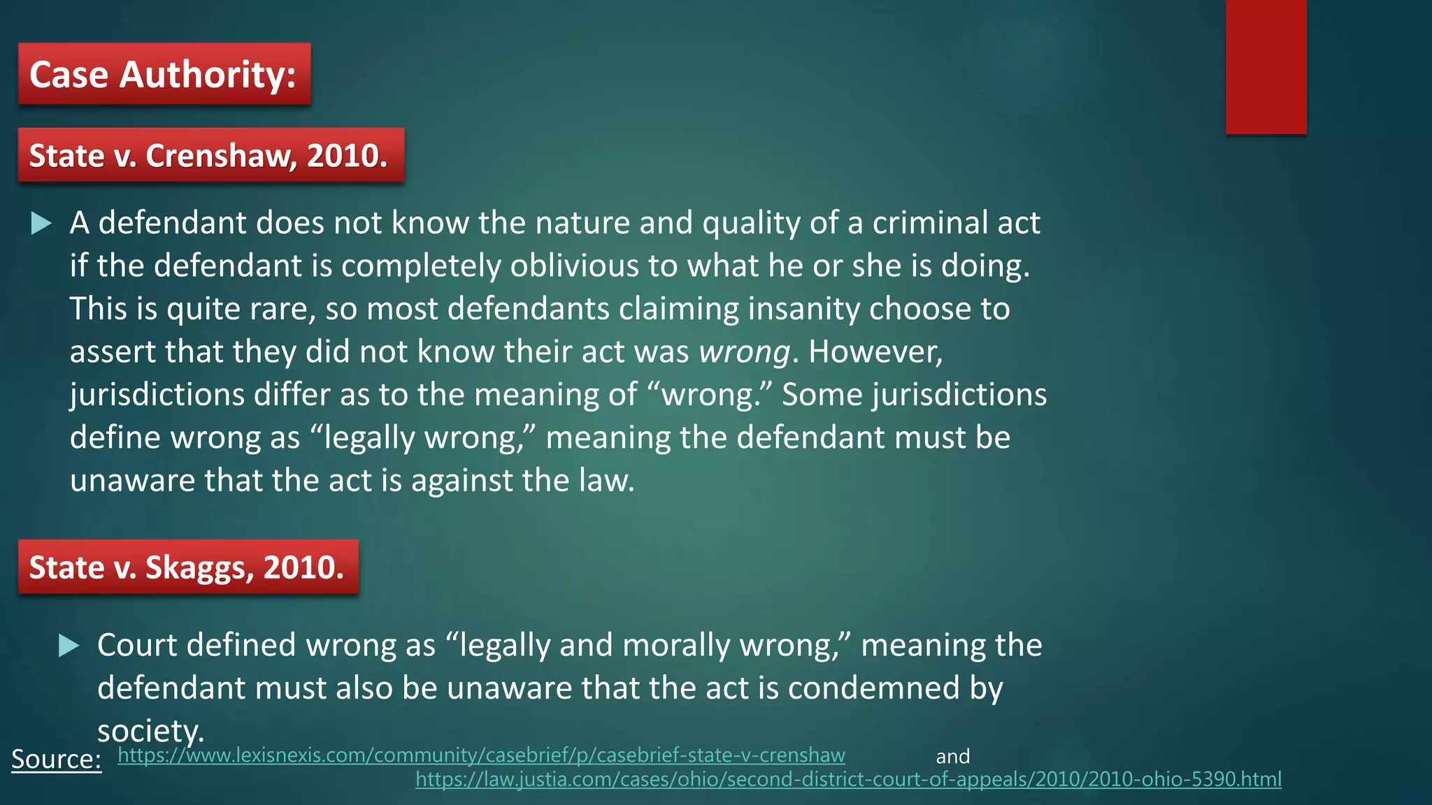 Compare and contrast the Mc Naughtan rule with the Durham rule | PPTX