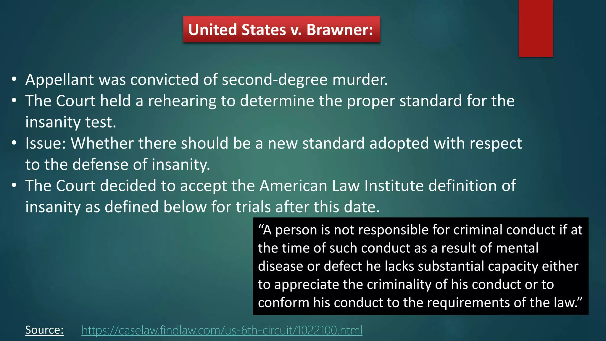 Compare and contrast the Mc Naughtan rule with the Durham rule | PPTX